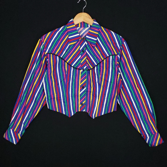 Sassy Sam | Tops | Vintage Sassy Sam Colorful Striped Western Cowgirl ...
